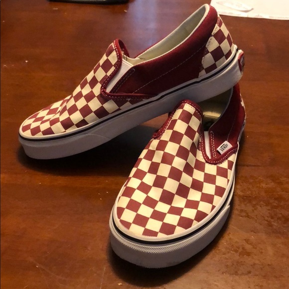 Vans | Shoes | Maroonwhite Checkered Vans | Poshmark